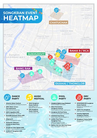Songkran Heat Map 2019: Guide to Hottest Events in Bangkok | Siam2nite